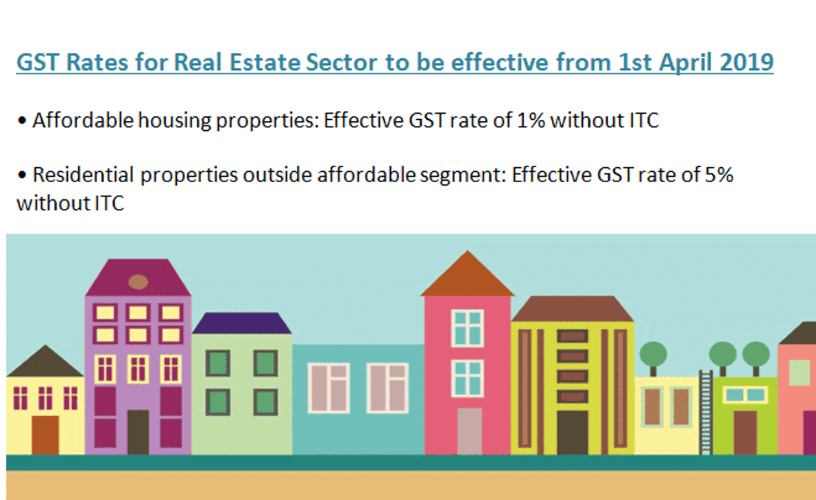 GST Rates for Real Estate Sector to be effective from 1st April 2019