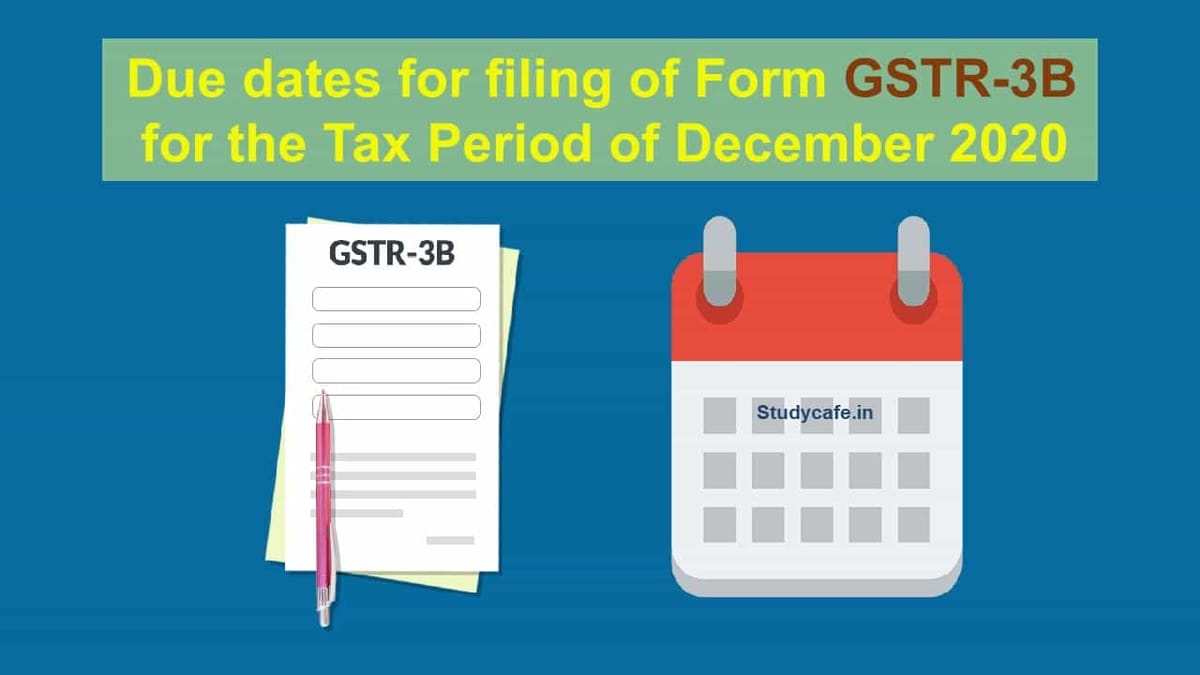 Due dates for filing of Form GSTR-3B for the Tax Period of December 2020