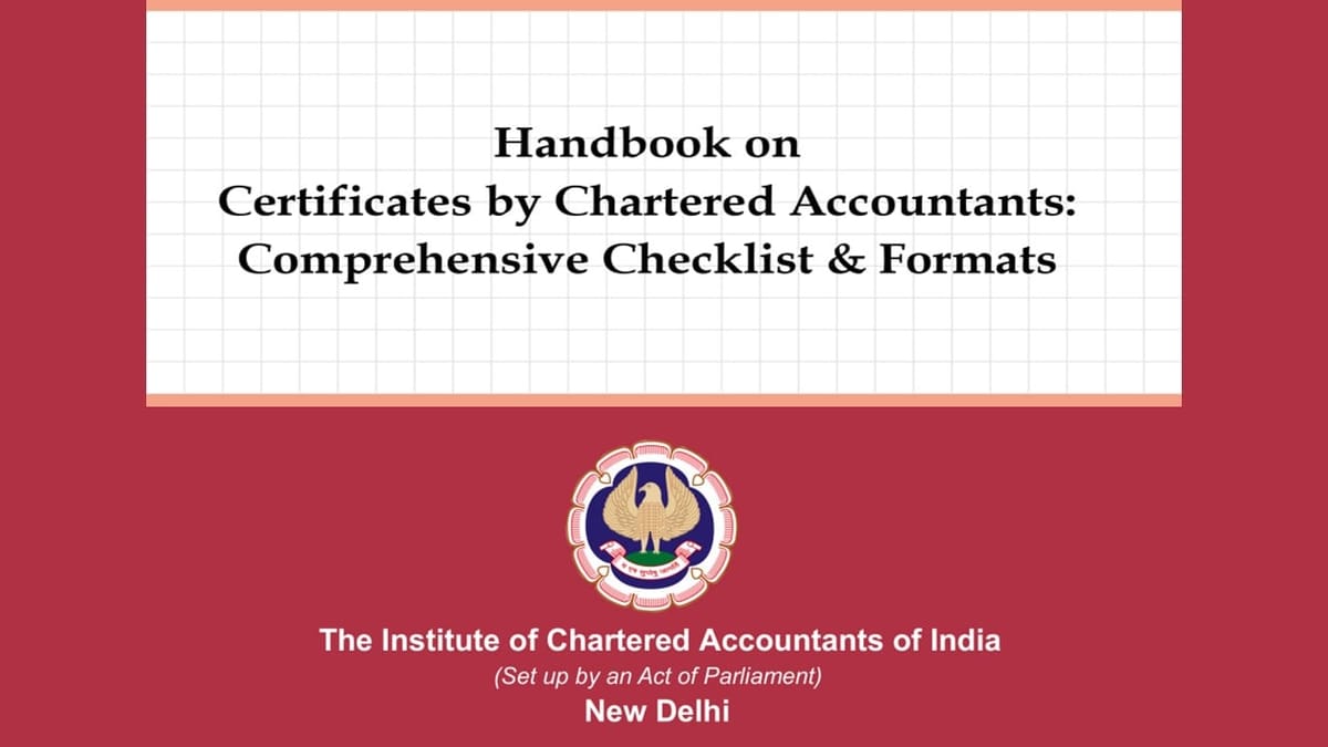 ICAI Publishes "Handbook on Certificates by Chartered Accountants" for ...