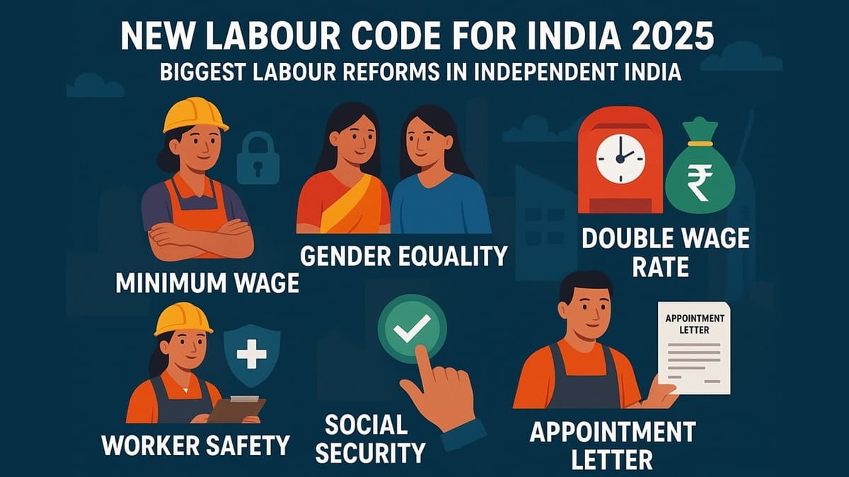 New Labour Code for India 2025: Biggest Labour Reforms In Independent India