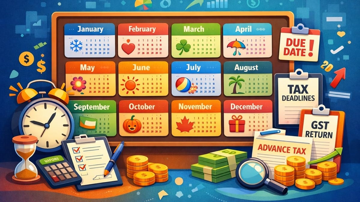 Monthly Tax Compliance Calendar From January 2026 to December 2026