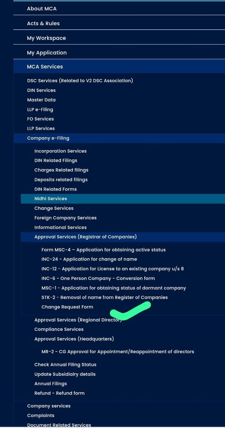 MCA Portal Update: MCA introduces Change Request Form on V3 Portal